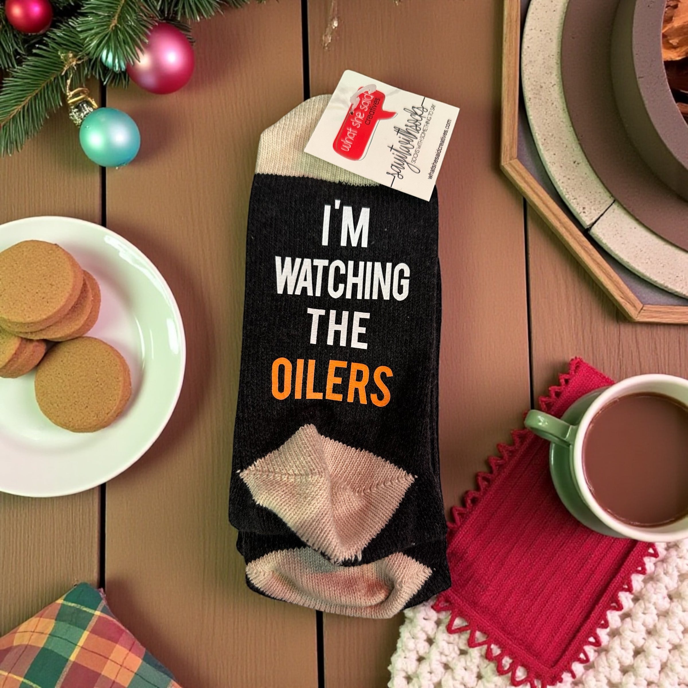 Watching the Oilers Socks (mens black) – Muddy Moose Market